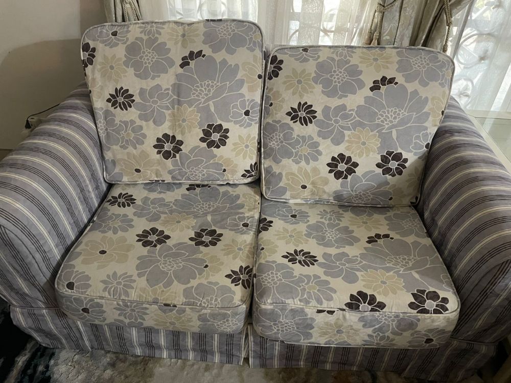 Grey Fabric Floral Pattern 2-seater Sofa - Unearth Store