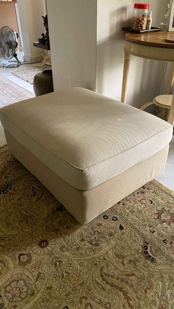 Beige Fabric Ottoman with Storage - Unearth Store