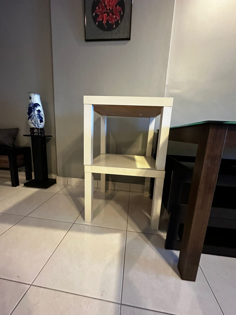 White Wooden Lack Table - Unearth Store