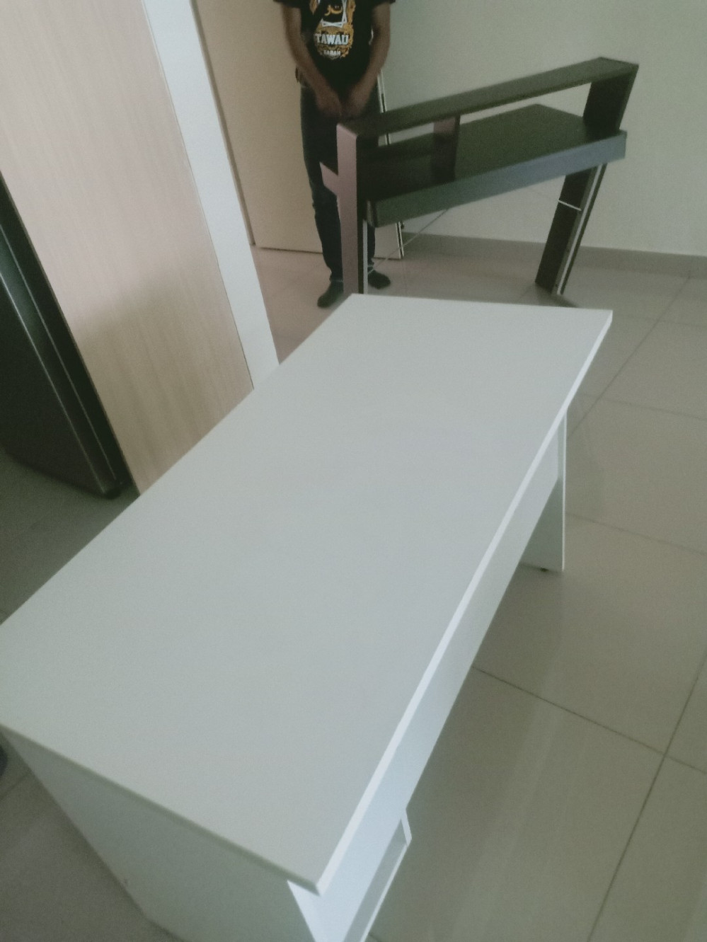 White Wooden Study Table With 2 Drawers / Meja Belajar Kayu Putih ...