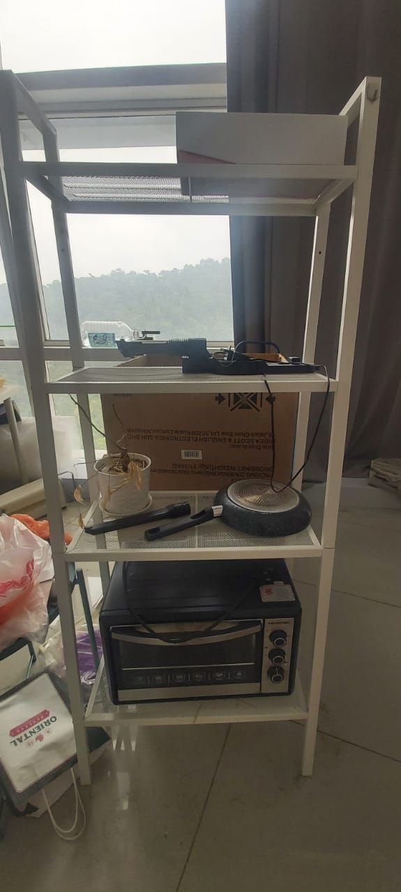 White Metal 4-tier Shelving Unit - Unearth Store