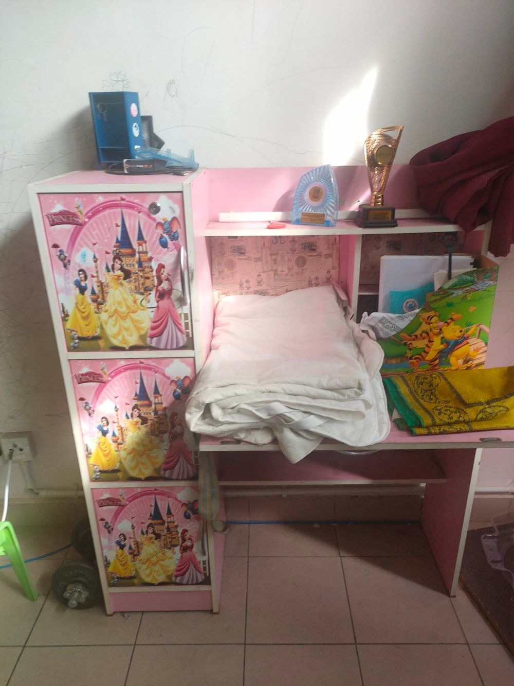 Pink Wooden Study Desk with Cabinet - Unearth Store