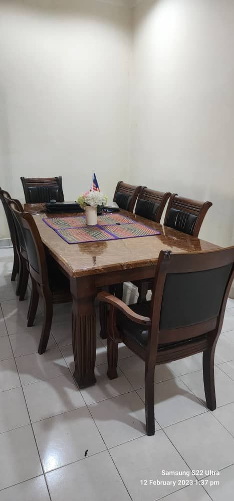 Marble Top 8-seater Dining Table (Set RM1500) - Unearth Store