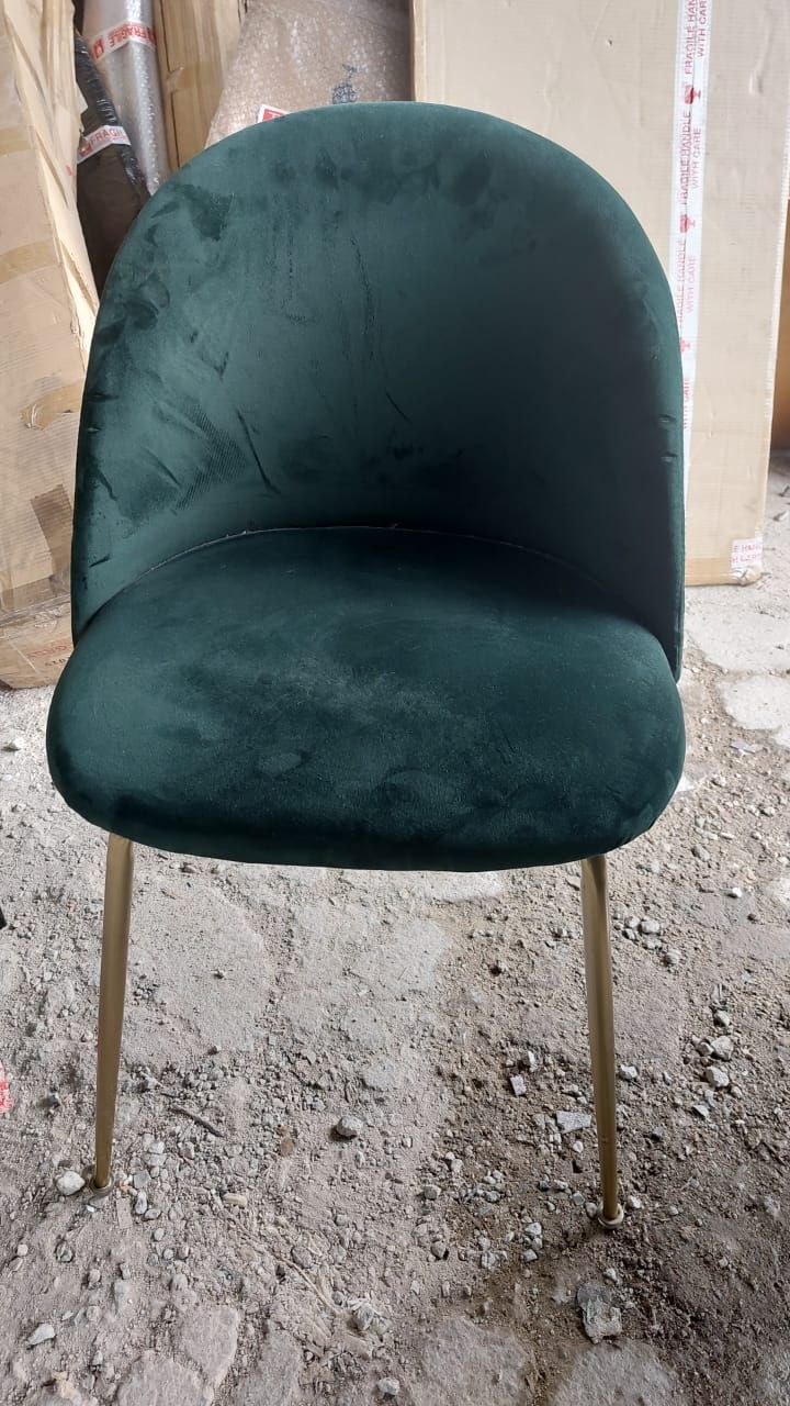 Green Velvet Golden Metal Frame Dining Chair - Unearth Store