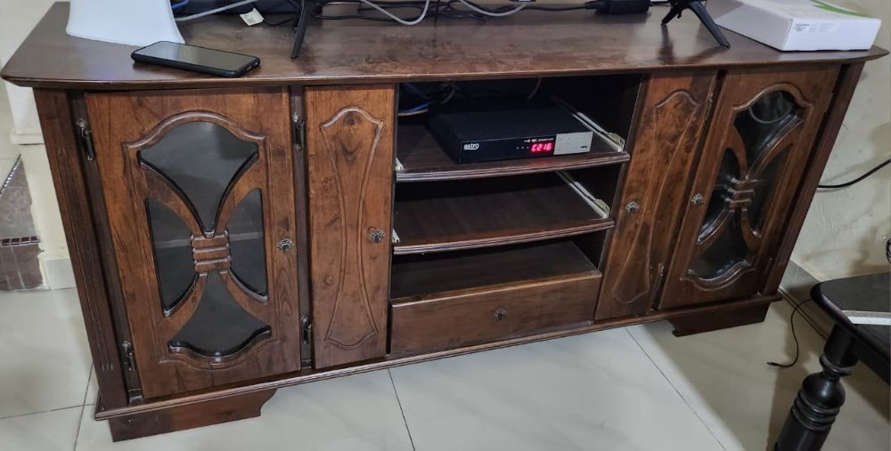 Dark Brown Wooden TV Cabinet - Unearth Store