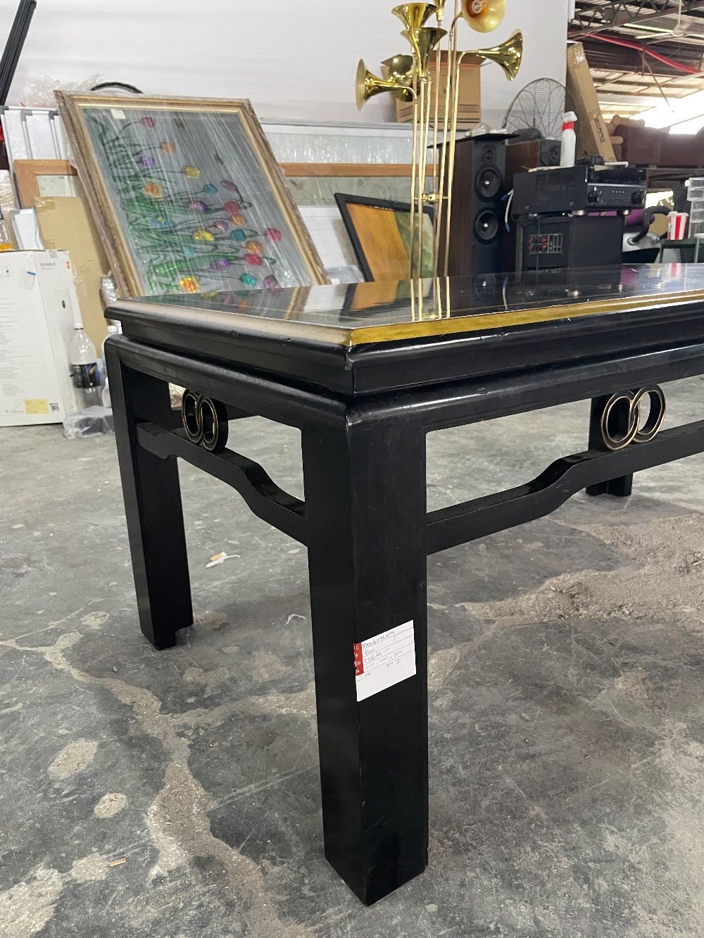 Black Rectangular Wooden Coffee Table / Meja Kopi Kayu Segi Empat Hitam ...