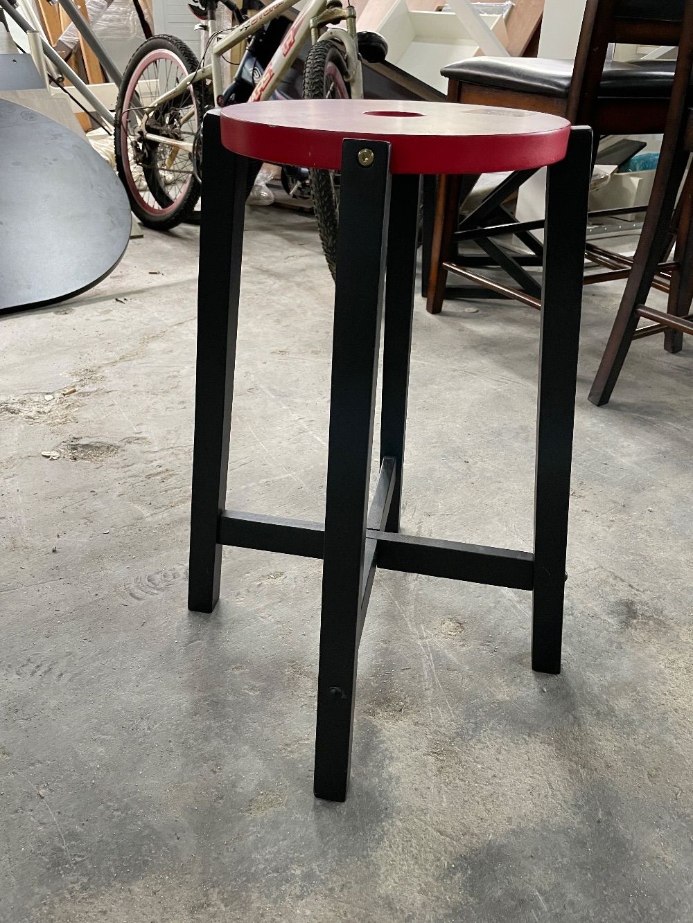Red Wooden Bar Stool / Bangku Bar Kayu Merah - Unearth Store