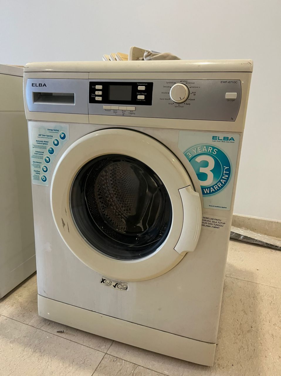 ELBA Front Load Washing Machine Model EWF-6710C / Model Mesin Basuh ...