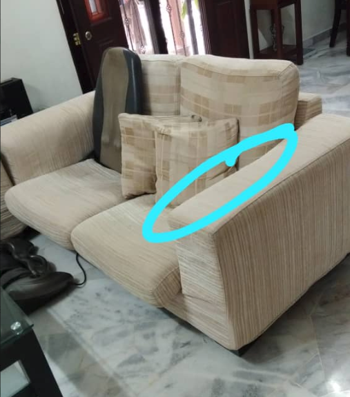 Striped Fabric 2 Seater Sofa White Colour set with (1)/ Kain Berjalur ...