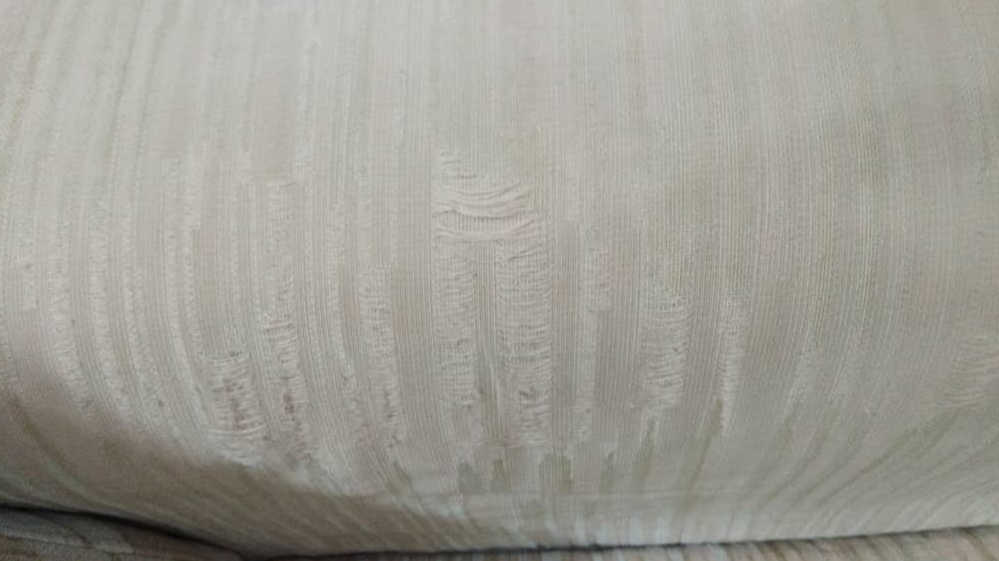 Striped Fabric 2 Seater Sofa White Colour set with (1)/ Kain Berjalur ...