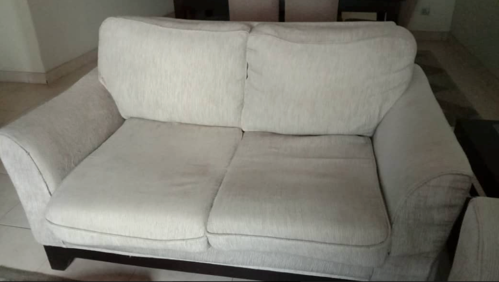 Fabric 2-Seater Sofa White Colour set with (4) / Fabrik Sofa 2 Tempat ...