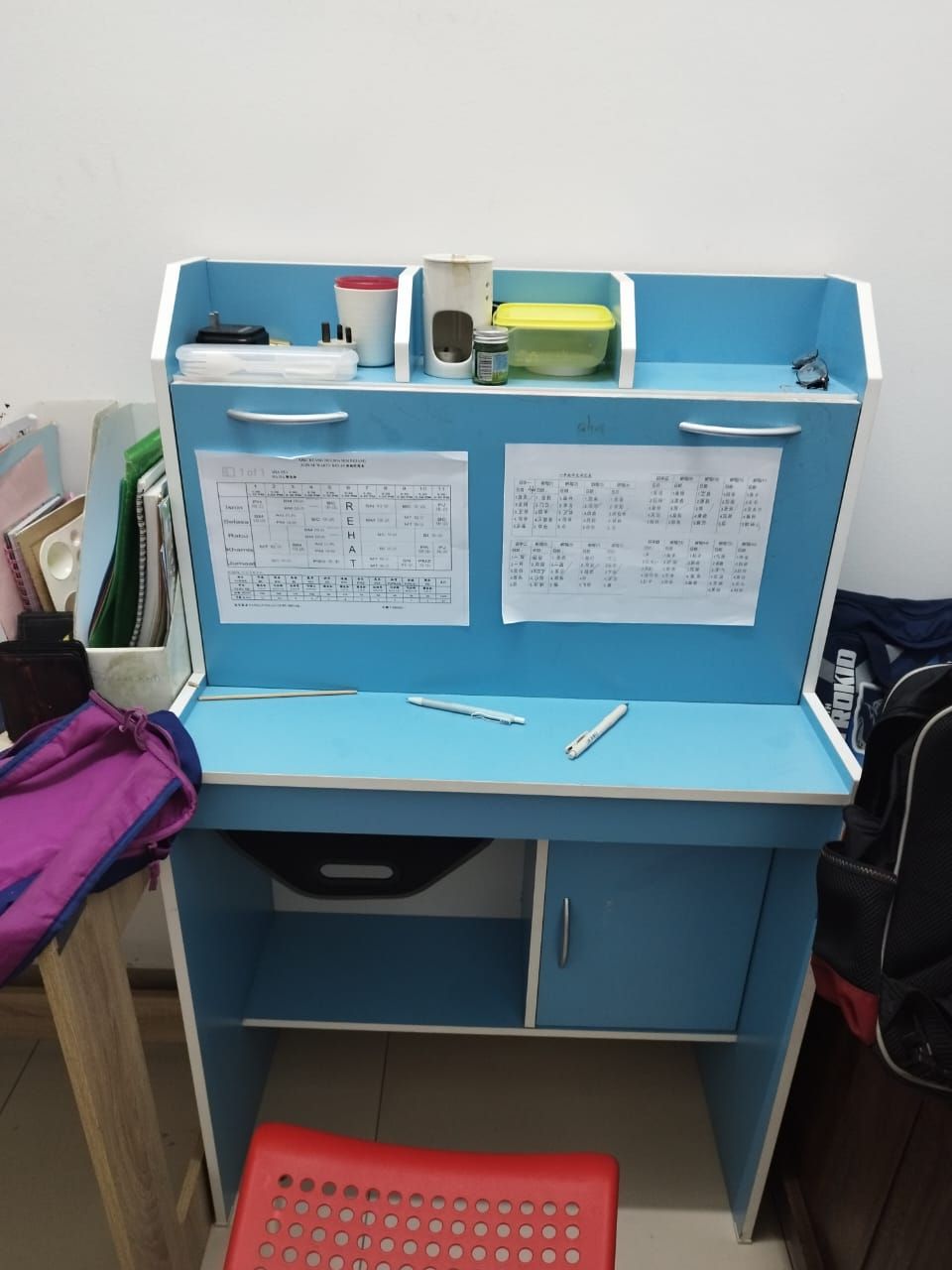Blue Wooden Desk | Meja Kayu Biru - Unearth Store