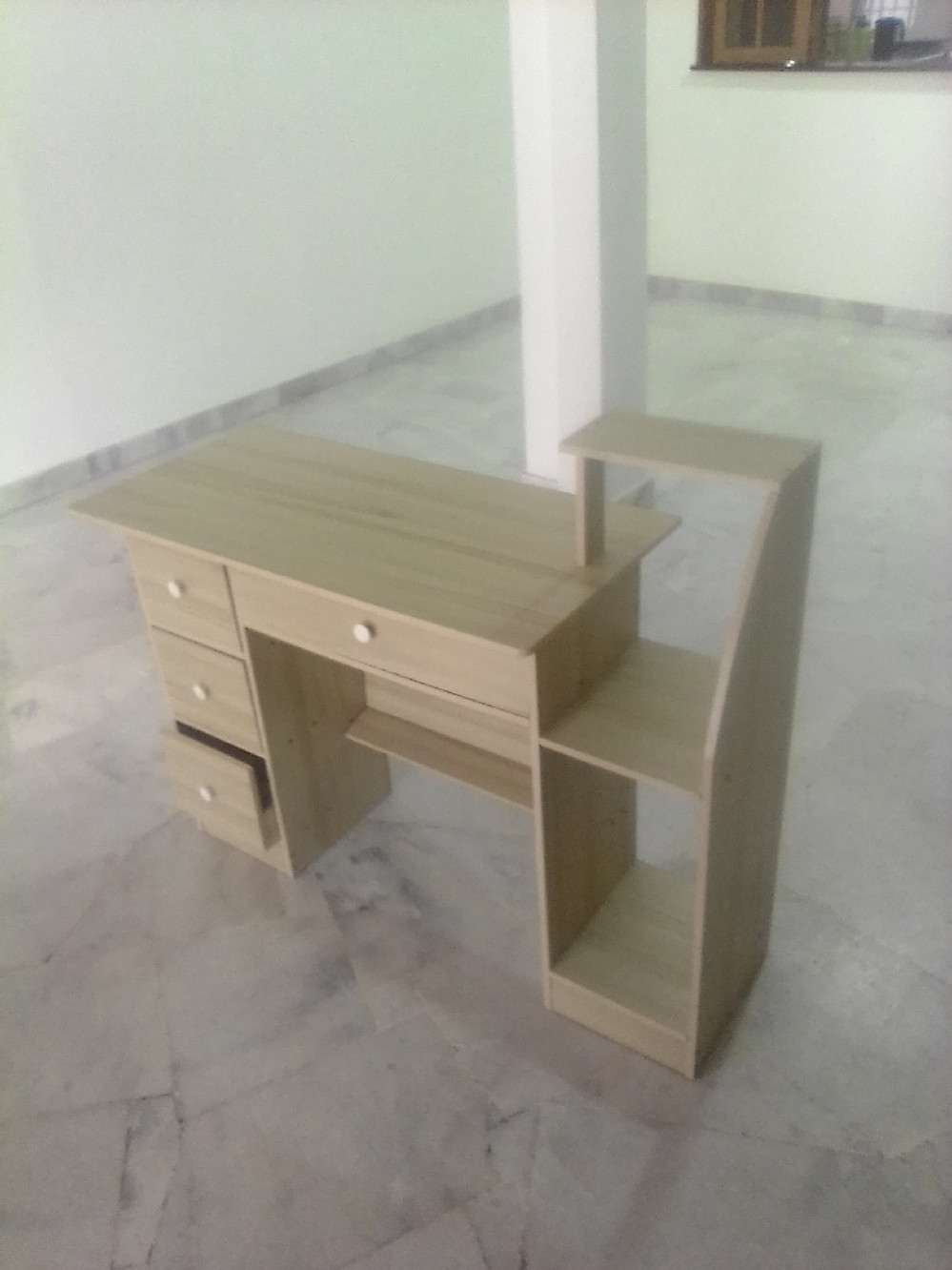 Wooden Study Desk with Drawers White Colour / Meja Belajar Kayu dengan ...