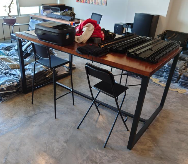 (S)Solid Wood Metal Frame Office Desk / Meja Pejabat Bingkai Logam Kayu ...