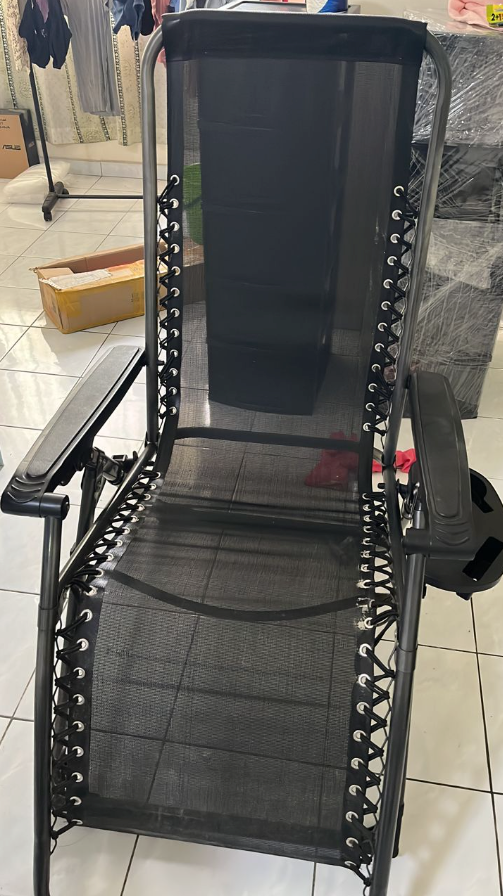 Black Fabric Recliner Lazy Chair / Kerusi Malas Fabrik Kain Hitam ...