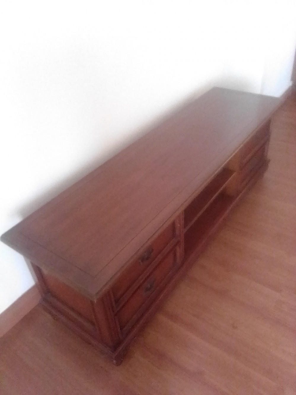 Solid Wood Wide TV Cabinet With 4 Drawers / Kabinet TV Lebar Kayu ...